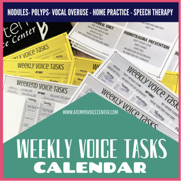 Weekly Voice Tasks Calendar for Speech Therapy – a tempo Voice Center ...